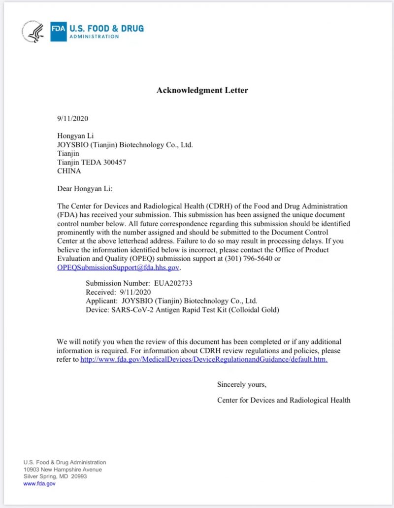 Certificates - JOYSBIO Biotechnology